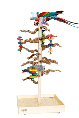 Natural Wood Parrot Stand Perch – The Parrot Mom, LLC